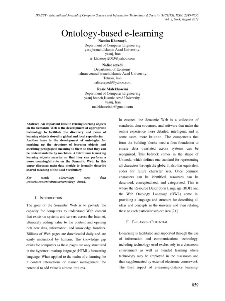 Ontology Based e Learning | PDF | Metadata | Educational Technology