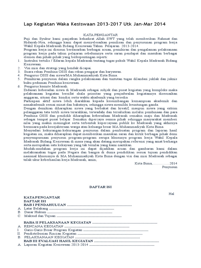 Contoh Lap Kegiatan Waka Kesiswaan | PDF