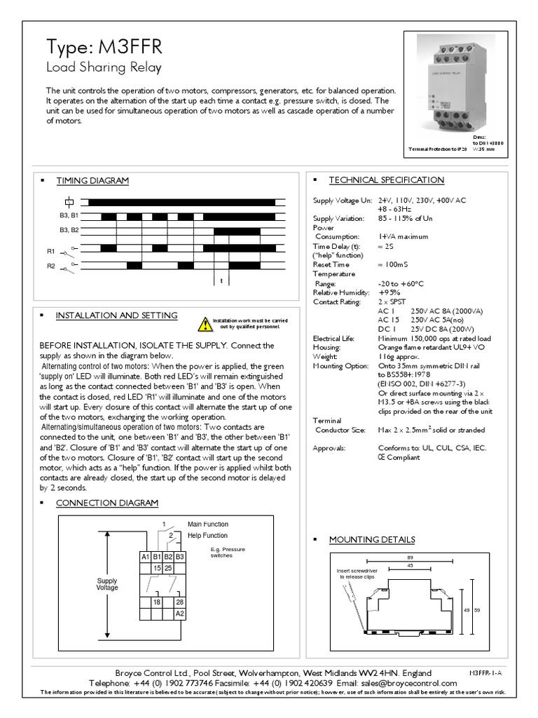Control Relays M3FFR 1 A | PDF | Switch | Relay