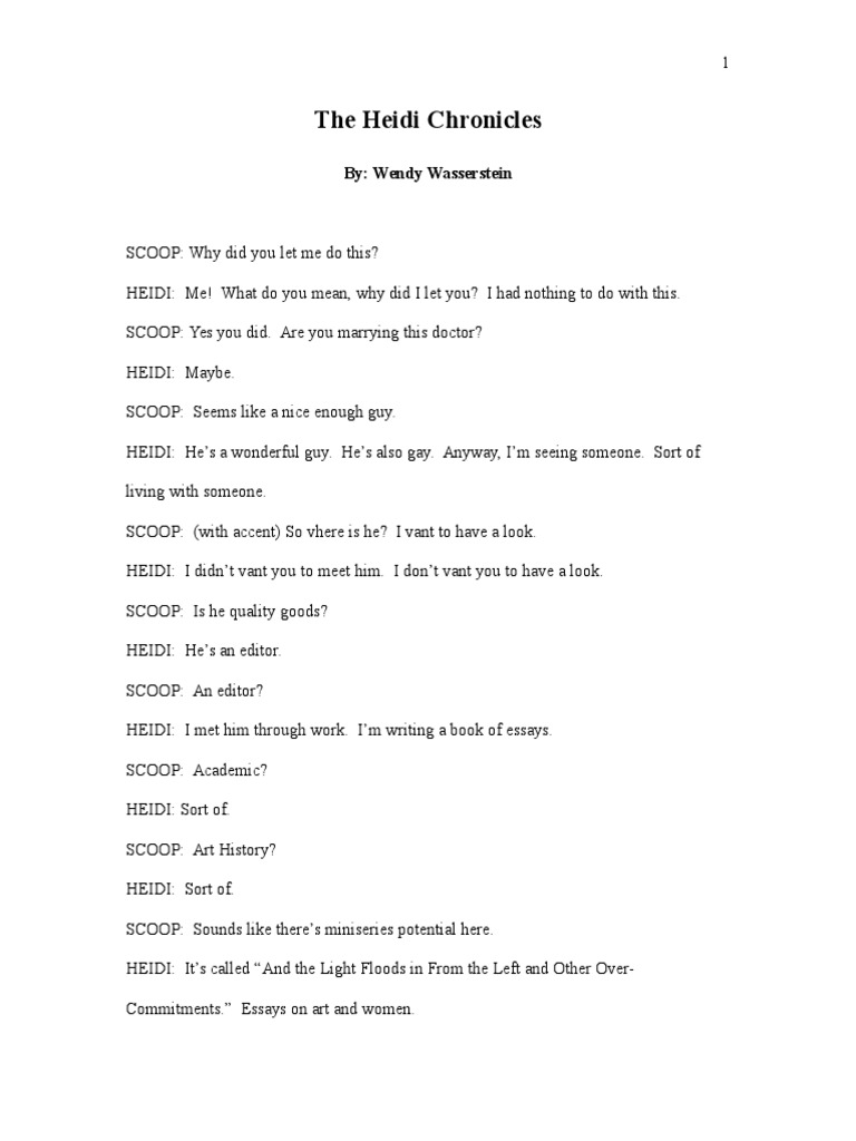 The Heidi Chronicles Heidi Scoop | PDF | Leisure