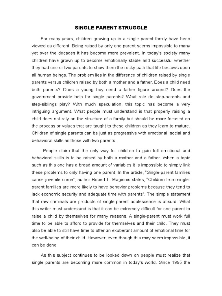 Single Parent Struggle | PDF | Single Parent | Stepfamily
