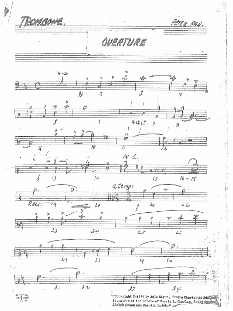 Peter Pan Musical Band Part - Trombone | PDF