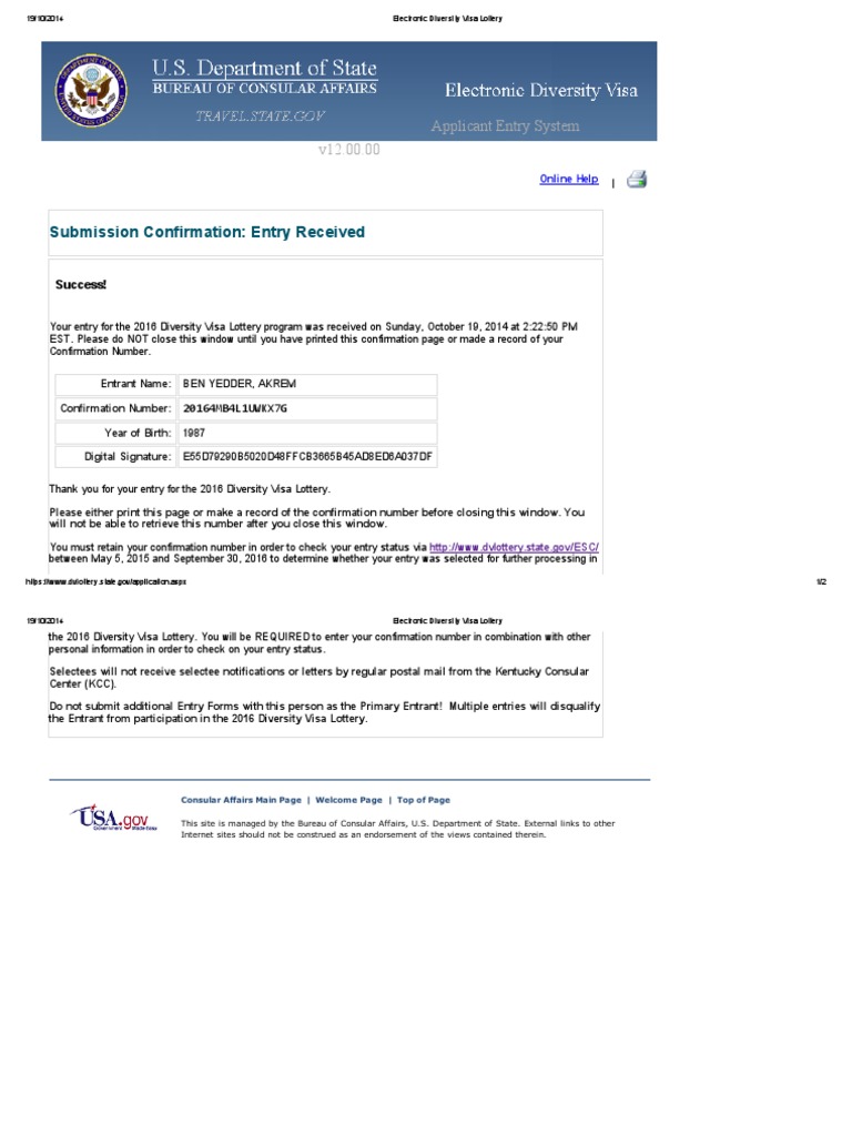 Electronic Diversity Visa Lottery | PDF | Travel Visa | Computing And ...