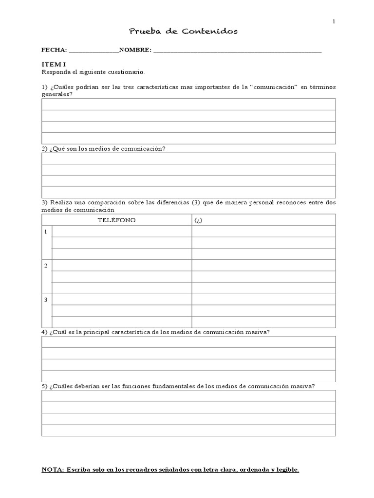 Evaluación Medios Masivos de Comunicación | PDF | Medios de ...