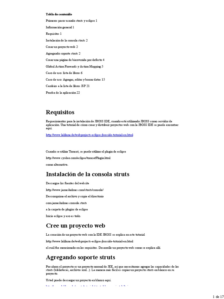 Primeros Pasos Usando Struts Con Eclipse Pdf Páginas Del Servidor 3132