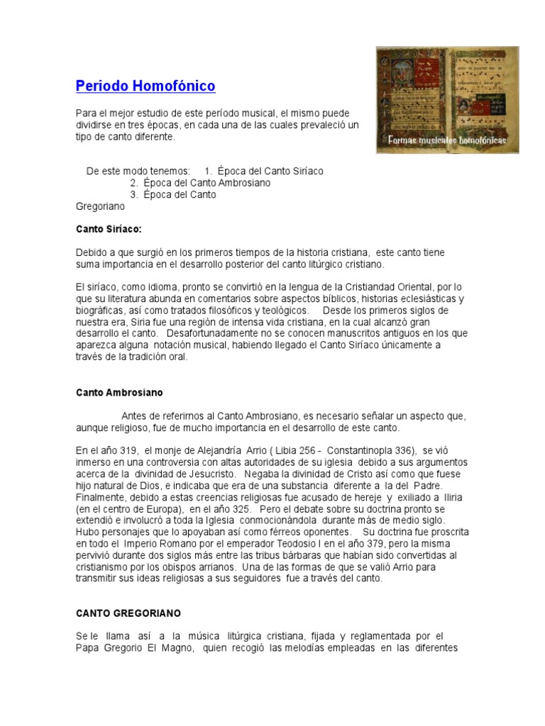 Periodo Homofónico 2 | PDF | Religión y creencia | Artes (general)