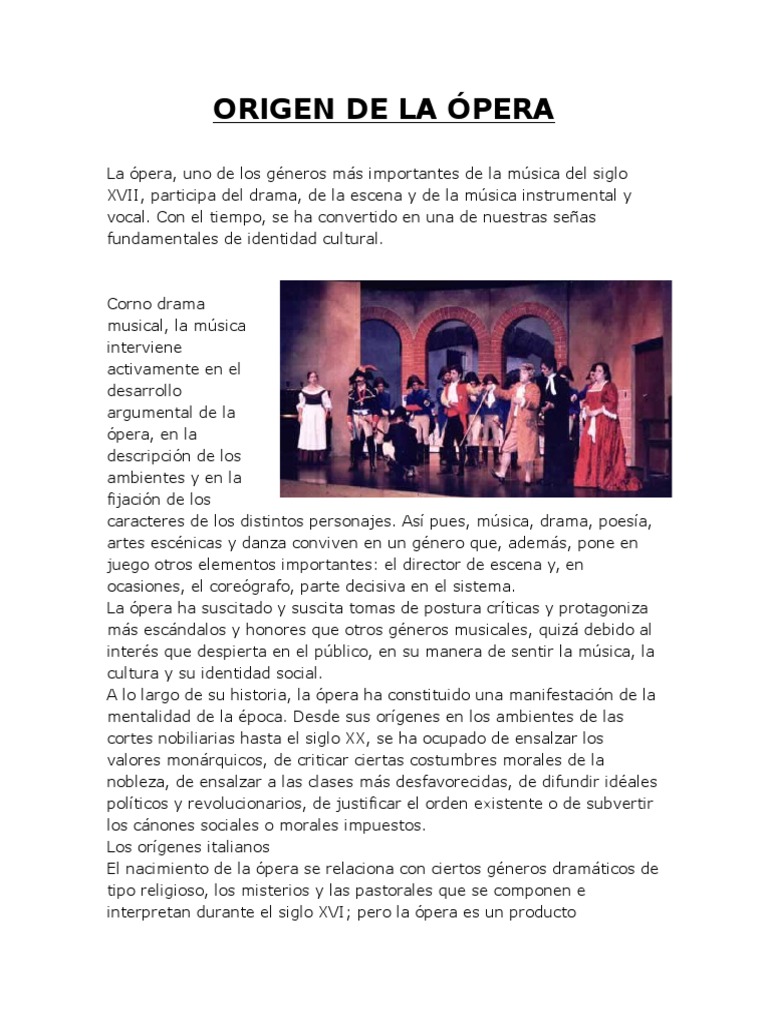 Origen de La Ópera | PDF | Ópera | Orfeo