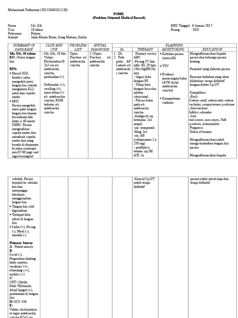 Pomr Fraktur Antebrachii | PDF