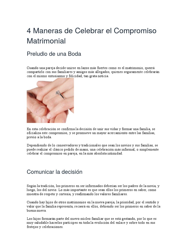 4 Maneras de Celebrar El Compromiso Matrimonial | PDF | Boda ...