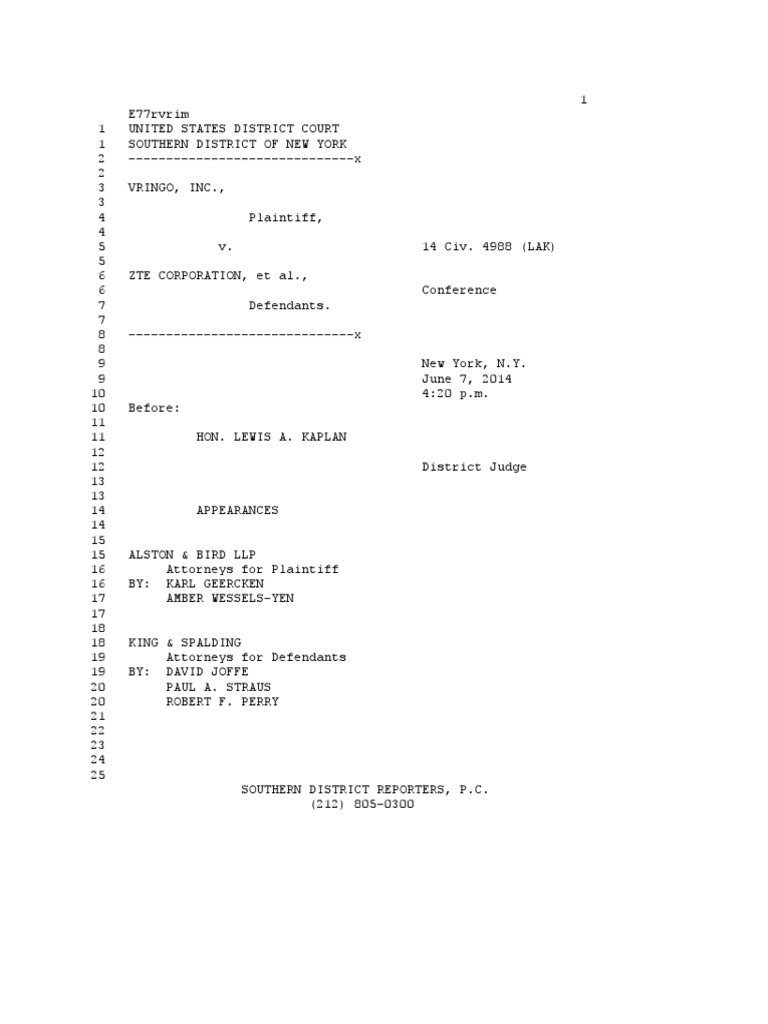2014.07.07 Transcript of Temporary Restraining Order Hearing | PDF | Injunction | Non Disclosure ...