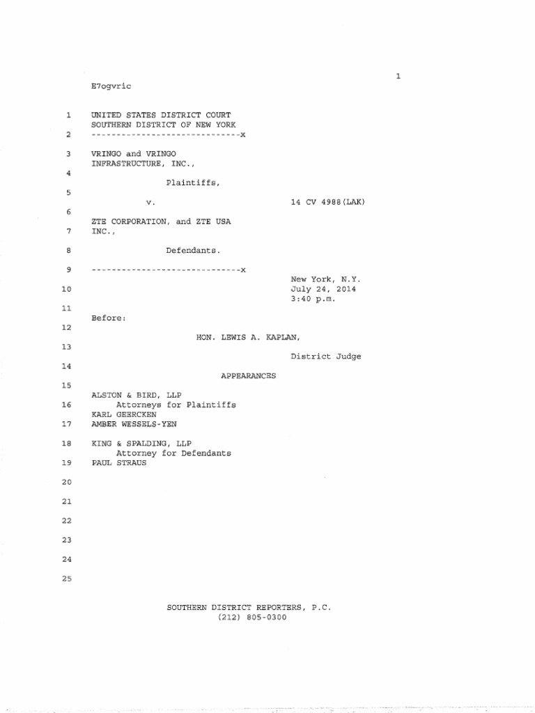 2014.07.24 Transcript of Preliminary Injunction Hearing | Injunction ...
