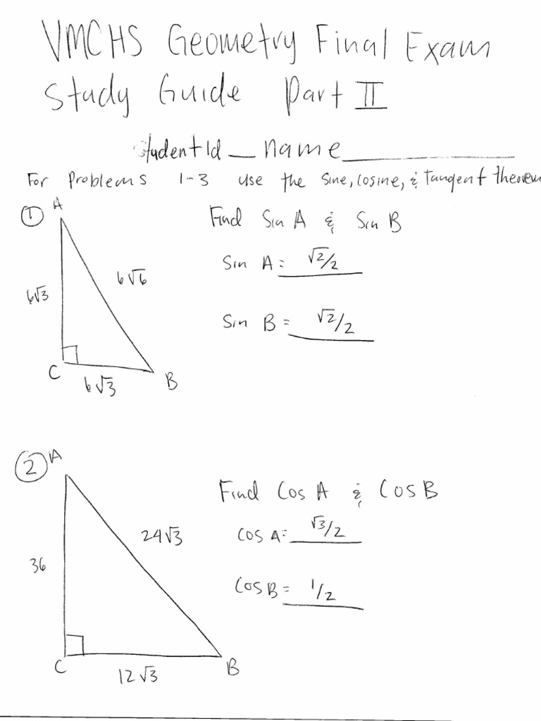 Geometry Final Exam Study Guide Part II | PDF