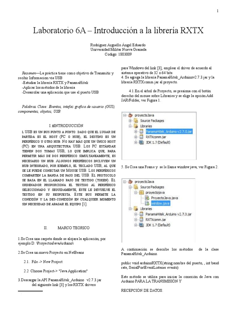 Informe RXTX | PDF | Java (lenguaje de programación) | Arduino