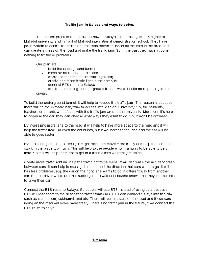 Traffic Jam in Salaya and Ways To Solve | Download Free PDF | Traffic ...