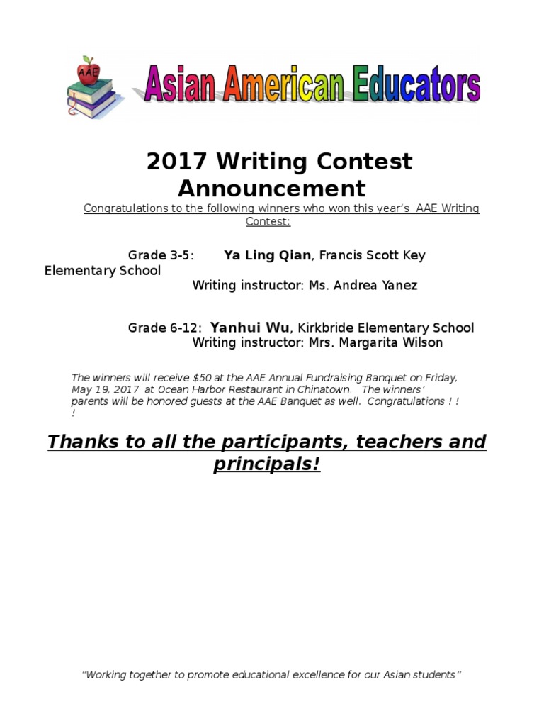 2017 AAE Writing Contest Winners | PDF | Schools