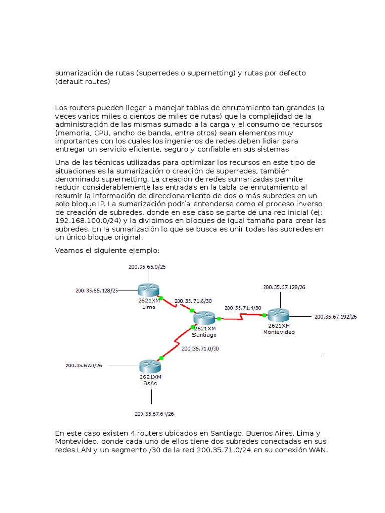 Sumarización de Rutas | PDF | Dirección IP | Enrutador (Computación)