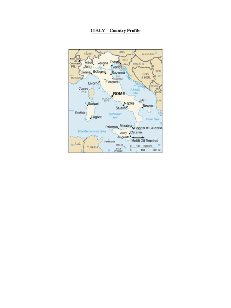 Italy Country Profile Overview | PDF | Italy | Euro