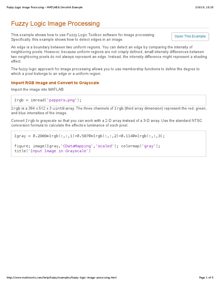 Fuzzy Logic Image Processing Matlab And Simulink Example Pdf Matlab