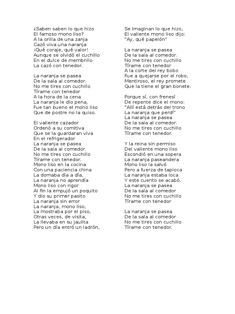 El twist del mono liso y la naranja | PDF | Poesía