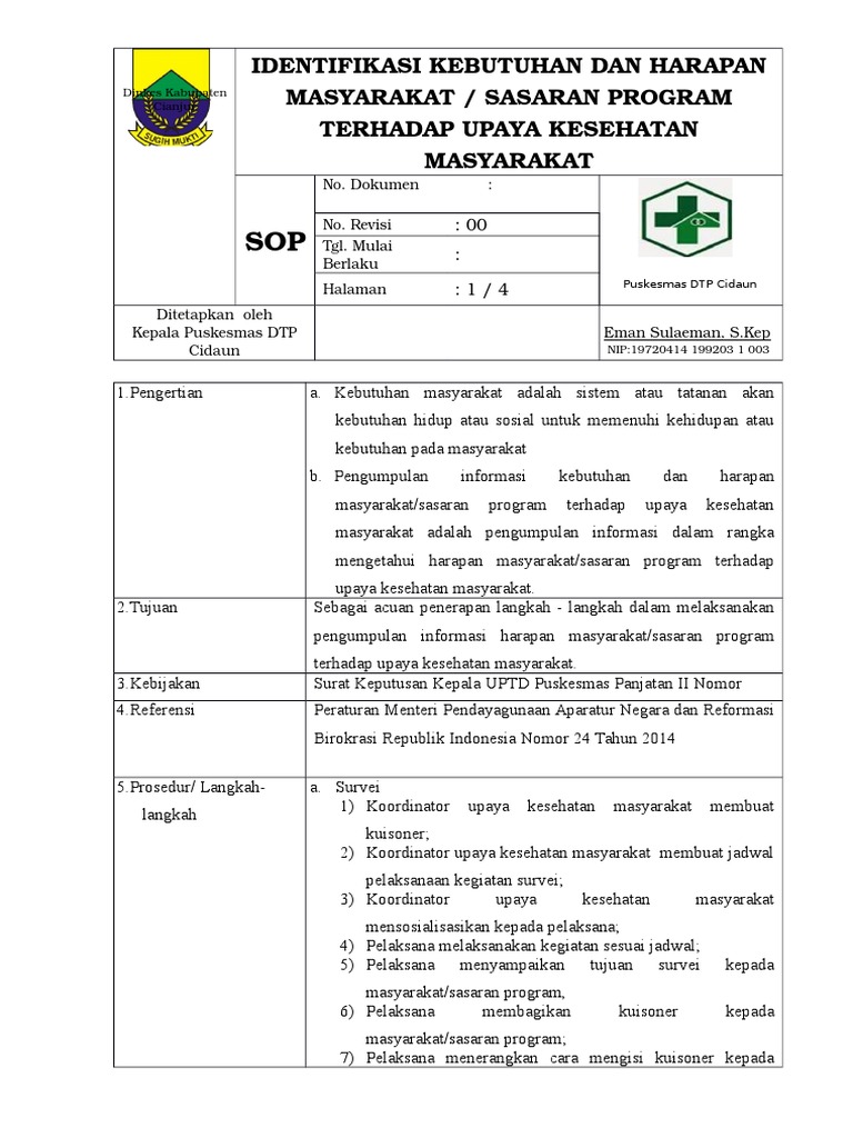 Contoh Cover SOP | PDF