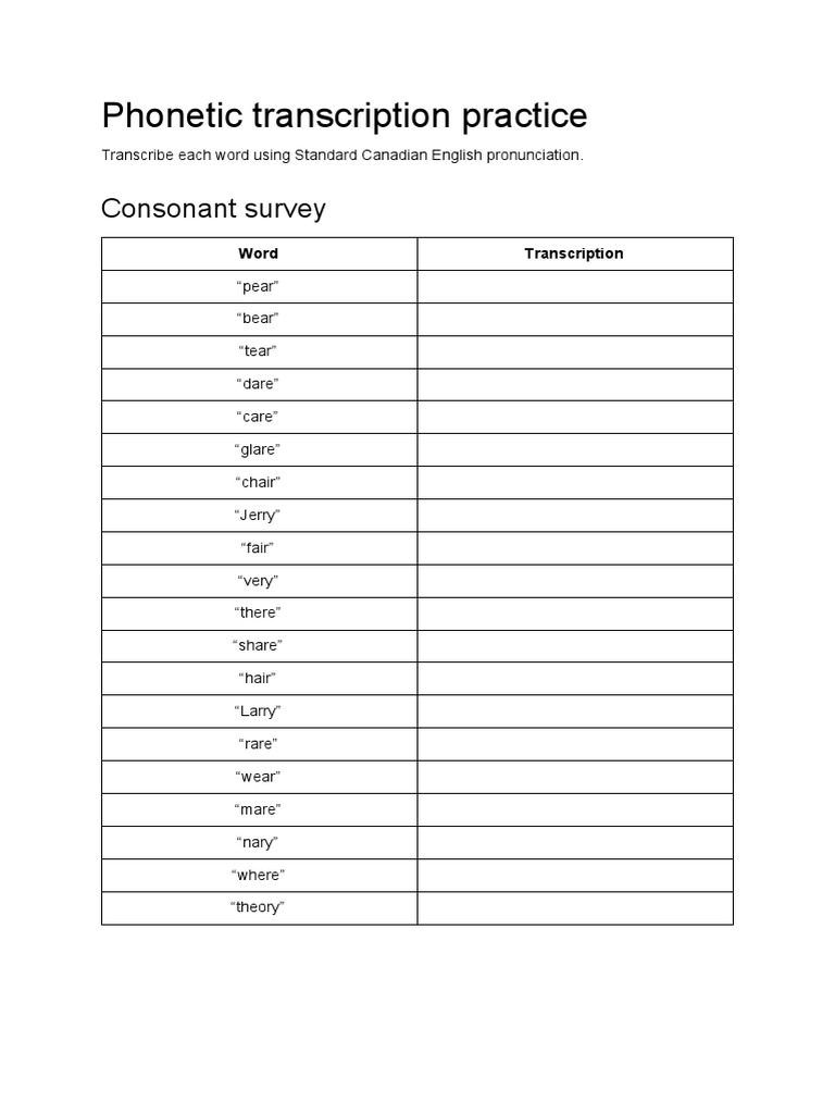 Phonetics Transcription Practice