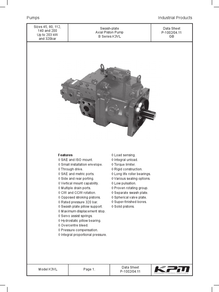 K3VL Datasheet 21 03 11 | PDF | Pump | Valve