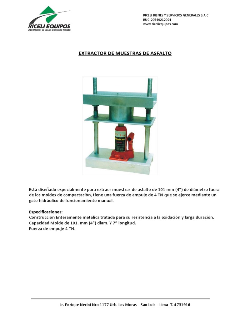 Extractor de Muestras de Asfalto | PDF | Bienes manufacturados ...