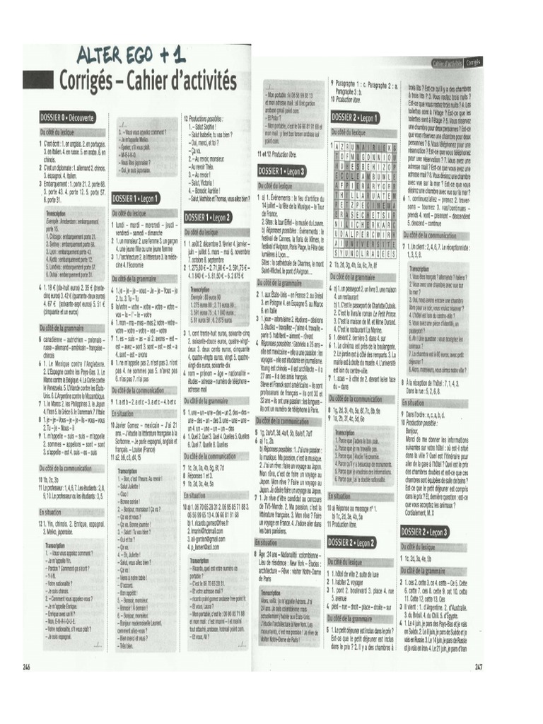 Alter Ego 1 Corrig S Du Cahier D Activit S | PDF | Business