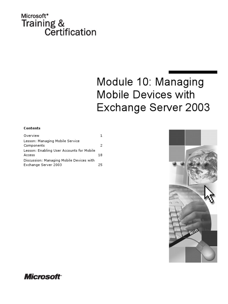 Module 10: Managing Mobile Devices With Exchange Server 2003 | PDF ...
