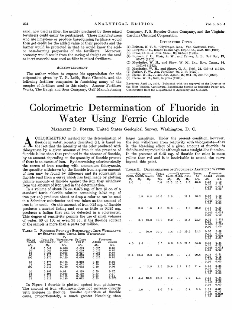 Colorimetric Iron Determination Method | PDF | Fluoride | Magnesium