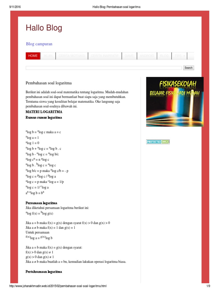 Pembahasan Soal Logaritma PDF | PDF