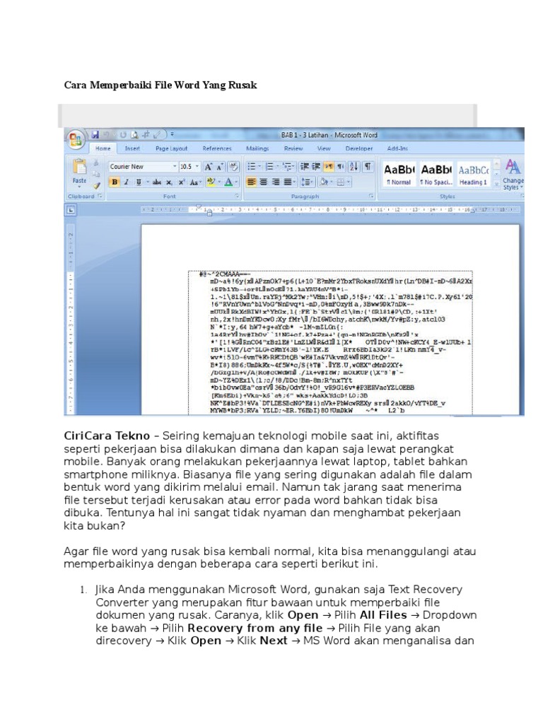 Cara Memperbaiki File Word Yang Rusak | PDF