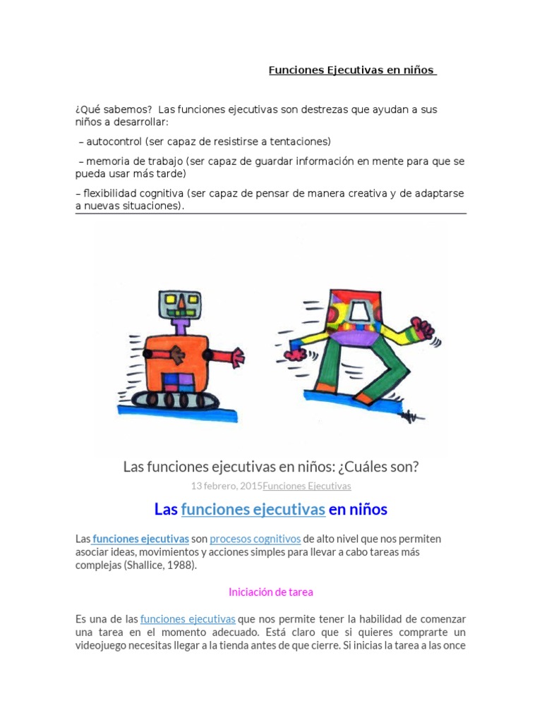 Funciones Ejecutivas en Niños | Funciones ejecutivas | Memoria