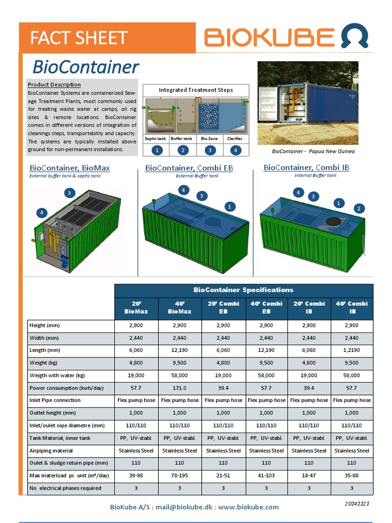 BioContainer 18-200 m3 Daily | PDF | Pump | Concrete
