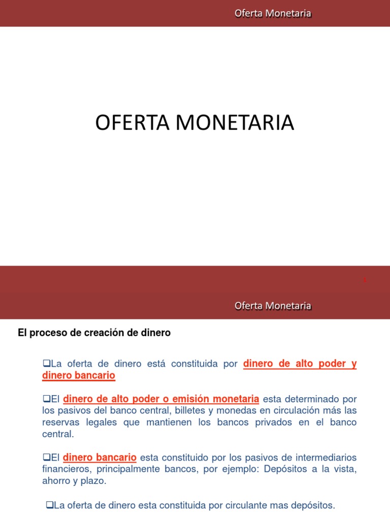 Clase 3 La oferta Monetaria.pdf | Oferta de dinero | Requisito de reserva