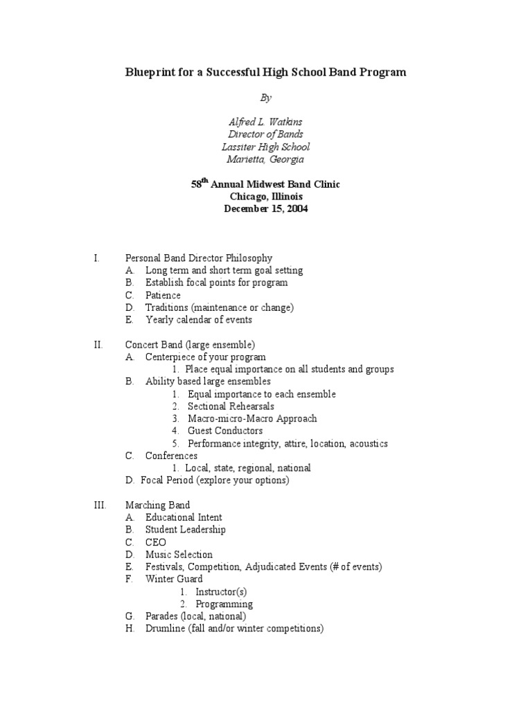 Blueprint For Successful Band Program | PDF | Musical Groups ...