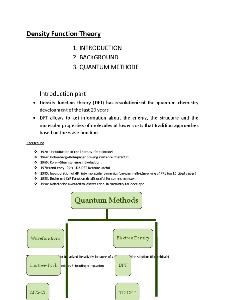 Density Function Theory - PDF 1 | PDF | Density Functional Theory ...