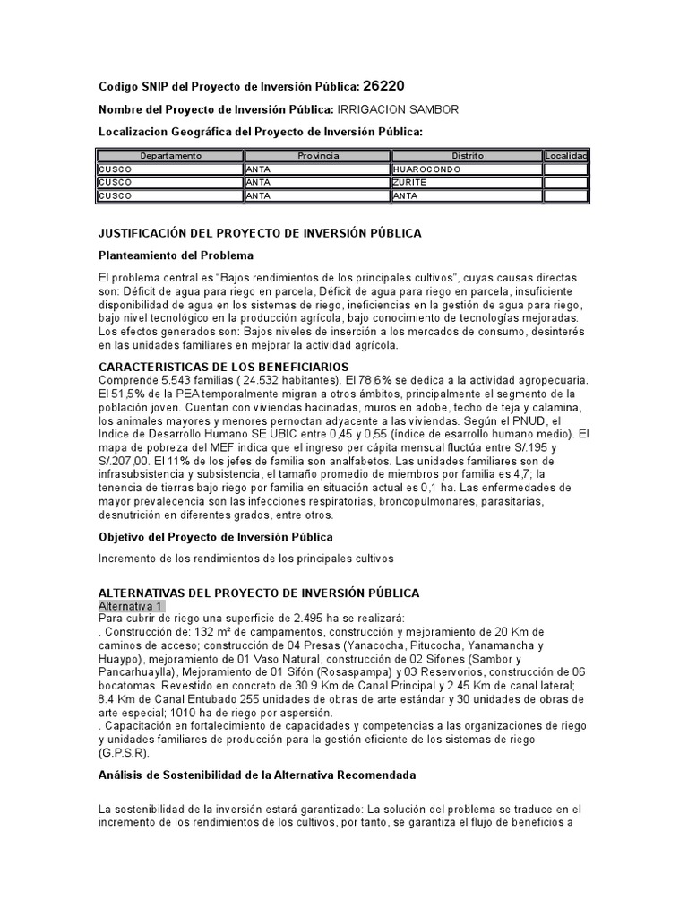 Proyecto Sambor | Descargar gratis PDF | Riego | Represa