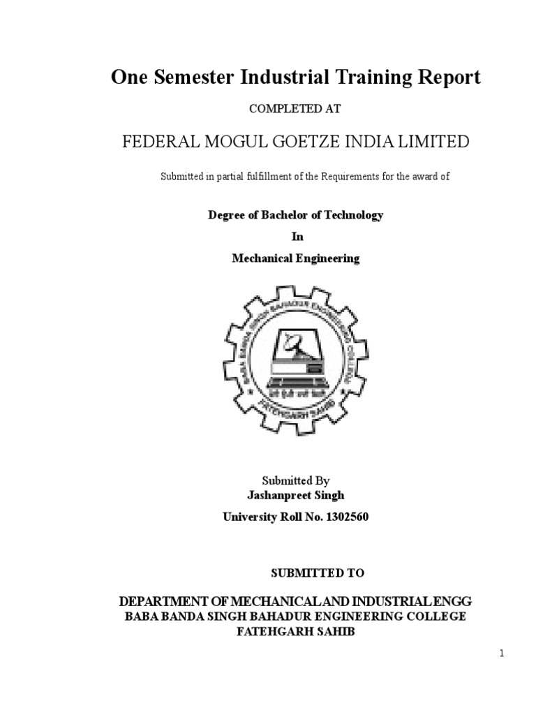 Fedral Mogul Goetze India Limited Training | PDF | Piston | Internal ...
