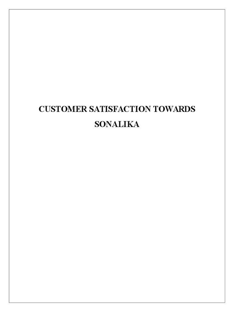 Customer Satisfaction with Sonalika Tractors | PDF | Tractor | Car