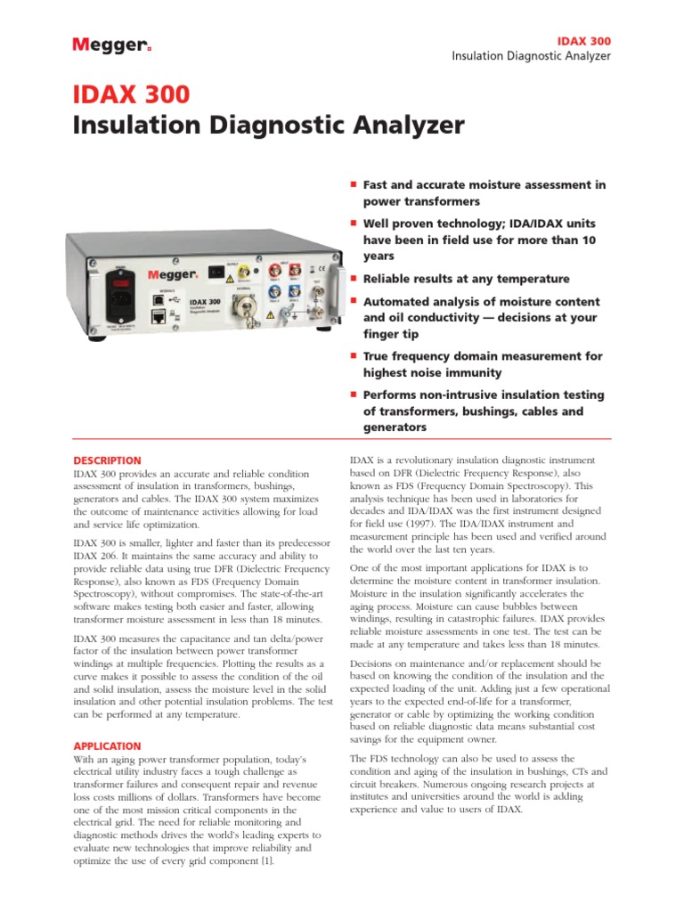 IDAX300 Insulation Diagnostic Analyzer Megger | PDF | Transformer ...