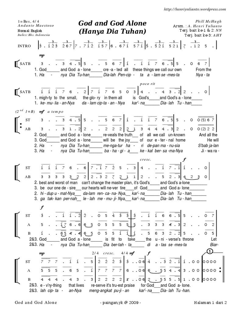 God And God Alone Pdf Download Free Pdf Musical Notation Musical
