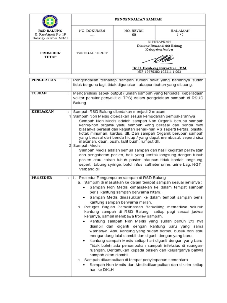 Sop Pengendalian Sampah | PDF