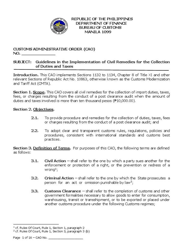 Civil Remedies for Customs Tax Collection | PDF | Customs | Taxes