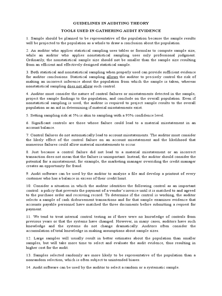 Guidelines Tools Used in Gathering Audit Evidence | PDF | Audit ...