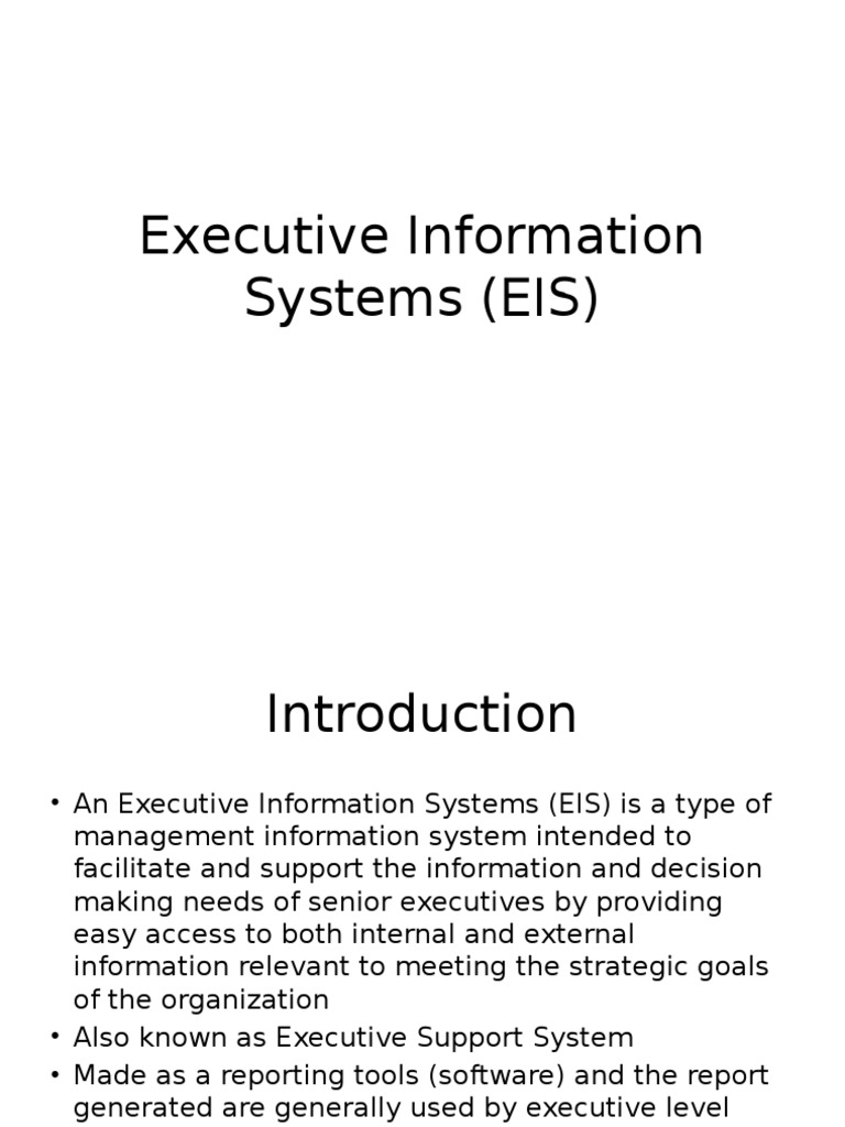 Executive Information Systems (EIS) | PDF | Computing | Computer ...