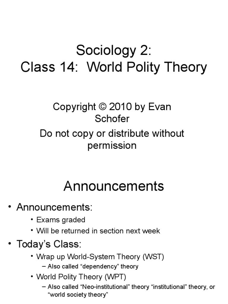 Class 14 World Polity Theory | PDF | World Systems Theory ...