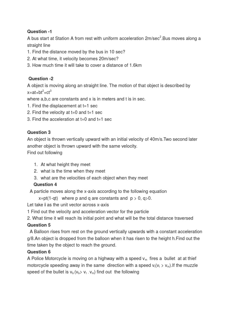 Assignment 2 | PDF | Acceleration | Velocity