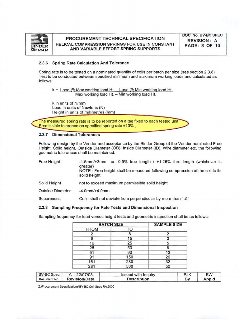 Standart Toleransi Spring Rate | PDF | Engineering Tolerance | Engineering