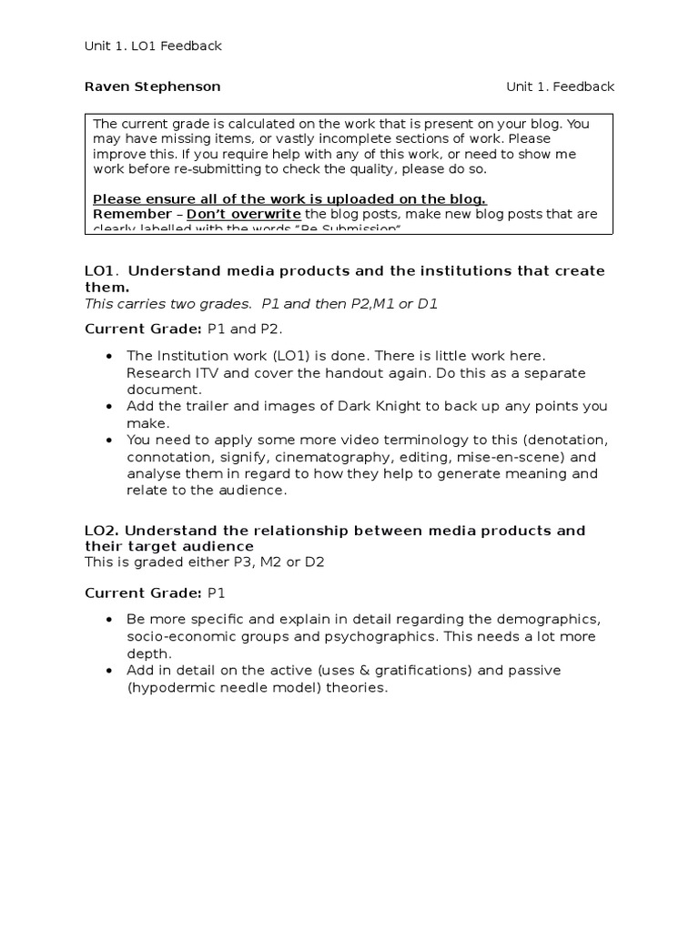 LO1. Understand Media Products and The Institutions That Create Them ...